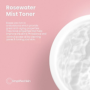 Rose Water Spray for Face & Hair - 100% Natural Organic Face Toner - Alcohol-Free Makeup Remover - Anti-Aging Self Care Beauty Mist - Face Care - Hydrating Rosewater Refill - 8 Oz