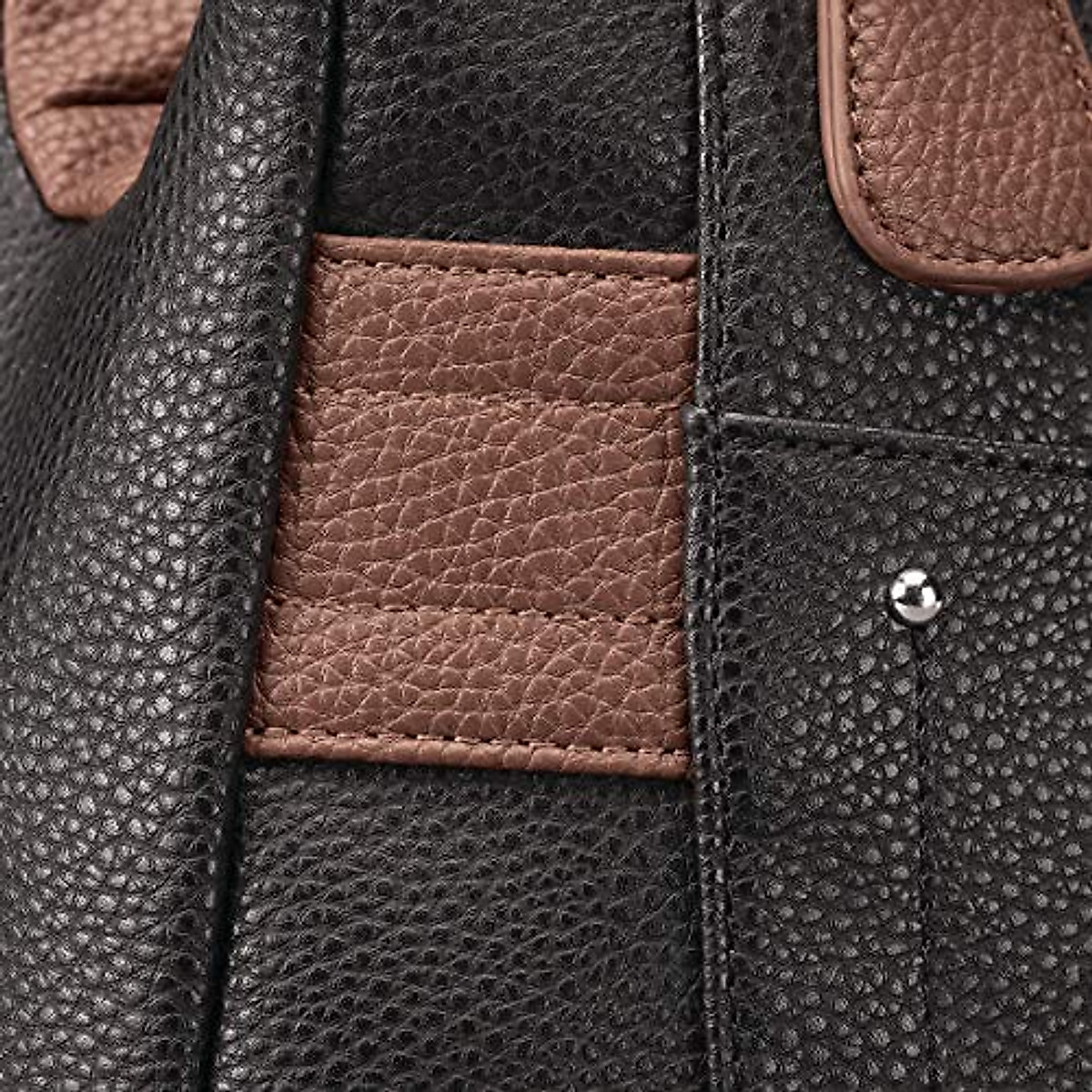 B.Amici™ Nicole RFID Greenwich Multi-Pocket Leather Satchel, RFID Protection, 2-Tone Design