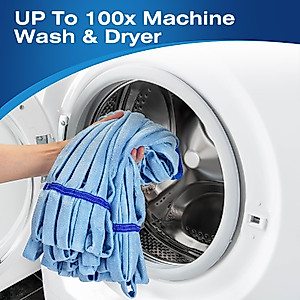 Matthew Cleaning Microfiber Tube Mop(Large,Blue,3Pack)Heavy Duty Mop Head Replacement,excellent absorbency,Premium launderability,Reusable,Loop end for Home,Commercial&Industrial Use-Incl.2Pcs Cloths