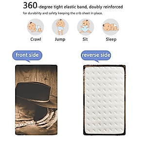 Western Themed Fitted Crib Sheet,Standard Crib Mattress Fitted Sheet Toddler Bed Mattress Sheets -Baby Sheet for Boys Girls,52 x 28 Inch,Brown