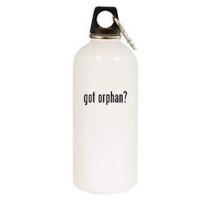 got orphan? - 20oz Stainless Steel White Water Bottle with Carabiner, White