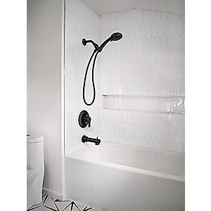 Moen 82618BL Meena Black Single-handle Modern Shower Faucet with Handshower and Tub Spout, 4 Spray Functions, Pressure Balancing, Adjustable Temperature, Durable