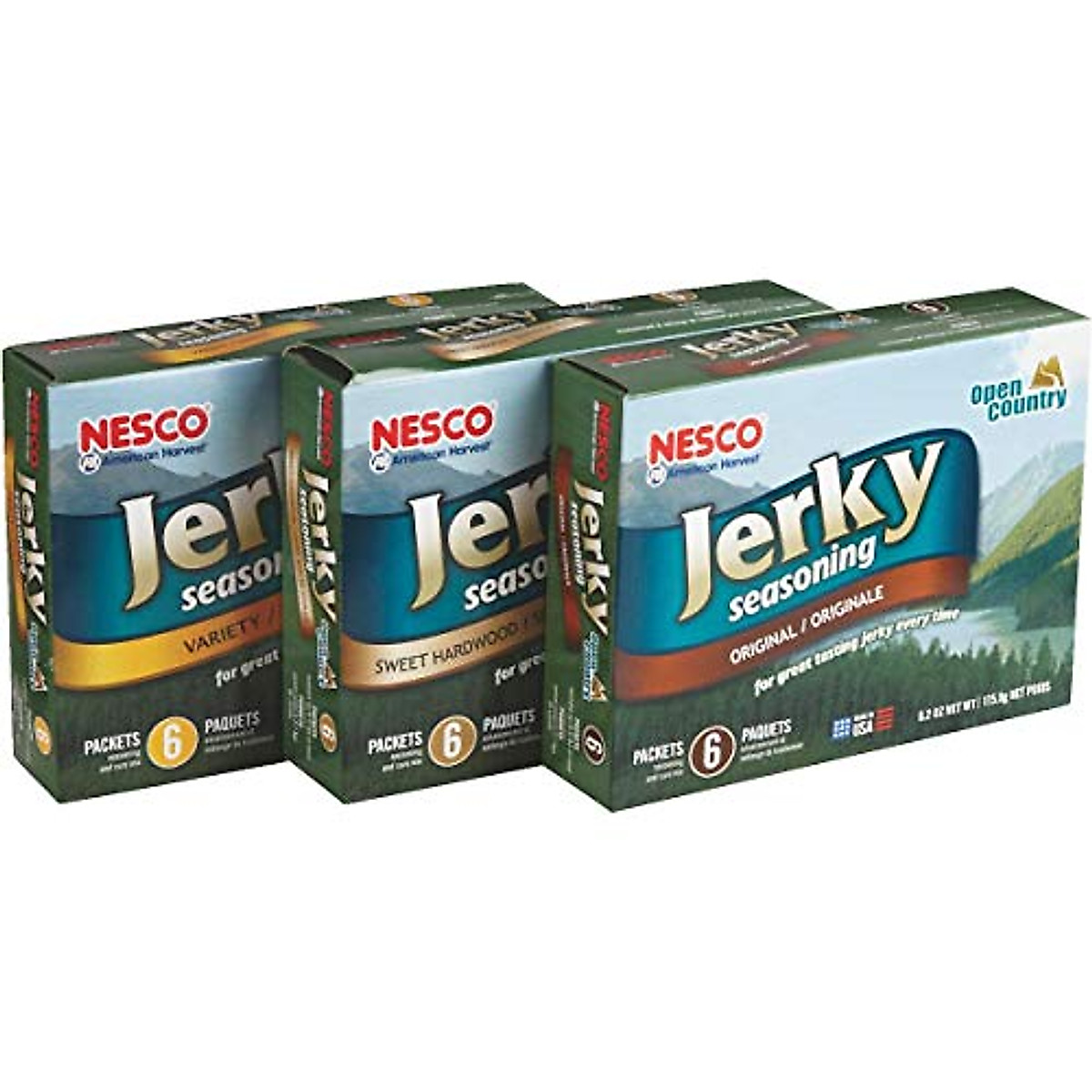 NESCO BJV-6, Jerky Spice Works, 3 Flavors Variety Pack, Packaging May Vary, 6 Piece Assortment