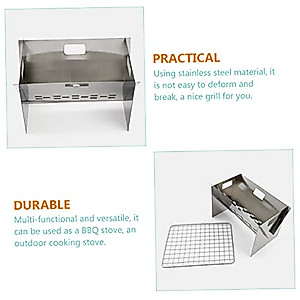 MARMERDO Folding Grill Outdoor Griddle Grill Small Charcoal Grill Mini Bbq Grill Portable Camping Stove Camping Grills Racks Portable Charcoal Grill Barbecue Grill Bbq Tool Silver