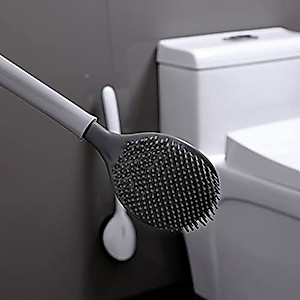 COOLHOOD Toilet Brush and Soft TPR Toilet Brush Toilet Bowl Brush with Holder Wall-Mounted Toilet Brush with Holder Bathroom Toilet Bowl Brush Set Cleaner White and Holder Set Cleaner Set of Two