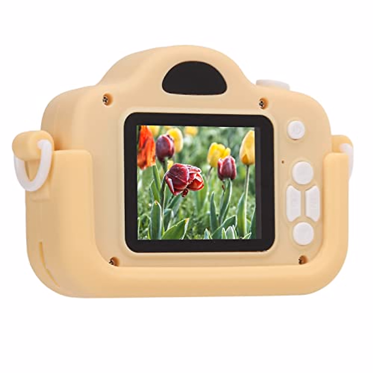 Toddler Camera, Cartoon Digital Camera 1-4x Music Play for Birthday Christmas, Thanksgiving for Timing Playback Games, Photo Sticker(Light Yellow)