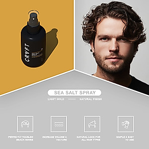 CRVFT Hair Clay 2.8oz + Sea Salt Spray 6oz Men's Bundle - Medium + Light Hold - Matte + Natural Finish - Volume + Texture + Prestyler - Stylist Approved - Scented