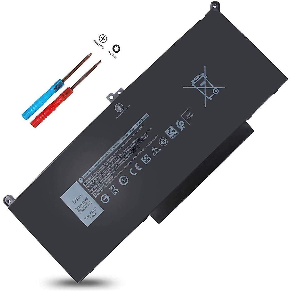 60Wh F3YGT Laptop Battery Replacement for Dell Latitude 7480 7280 7490 E7480 E7280 E7490 7380 7390 7290 E7390 E7290 E7380 12 13 14 7000, DM3WC F3YGT-1 KG7VF 2X39G V4940 451-BBYE 453-BBCF 0DM3WC 0F3YGT