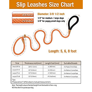 lynxking Dog Leash Slip Lead 5 6 8 FT Dog Training Leash Strong Heavy Duty Braided No Pull Training Lead Leashes for Small Medium Large Dogs