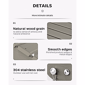 Ciokea Plastic Folding Footstool for Deck Backyard Patio Outdoor Poolside Porch Lawn Indoor, Grey