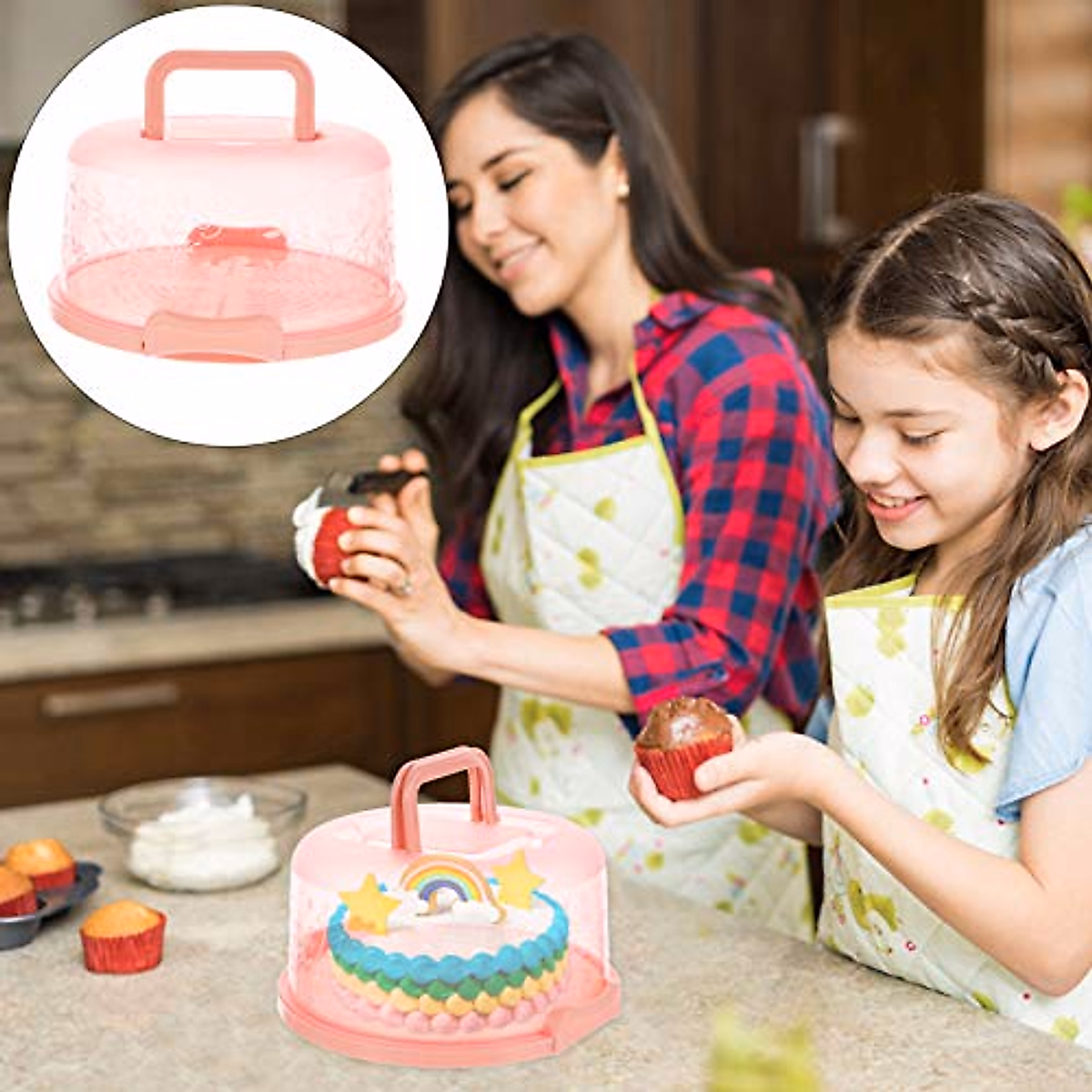 Operitacx Birthday Cake Carrier Locking Cake Container Cake Stand Portable Cheesecake Carrier Pastry Tray Macaron Bread Box Cake Storage Holder Keeper for Dessert Cake