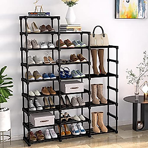 SRQMQ Shoe Rack Organizer, 8 Tiers Metal Shoe Rack Holds 46 Pairs Shoes, Freestanding Shoe Racks That Can be Assembled into A Variety of Shapes are Suitable for Entryway, Bedrooms and Stair Passage