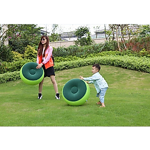 Berocia Portable Outdoor Inflatable Stool Round Air Chair Footrest Cushion for Home Office Travel Patio Garden Yoga Camping 22 inch Diameter Flocking Surface