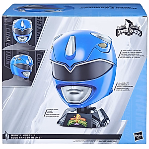 Power Rangers Lightning Collection Mighty Morphin Blue Ranger Premium Collector Helmet Full-Scale for Display, Roleplay, Cosplay, Multicolor