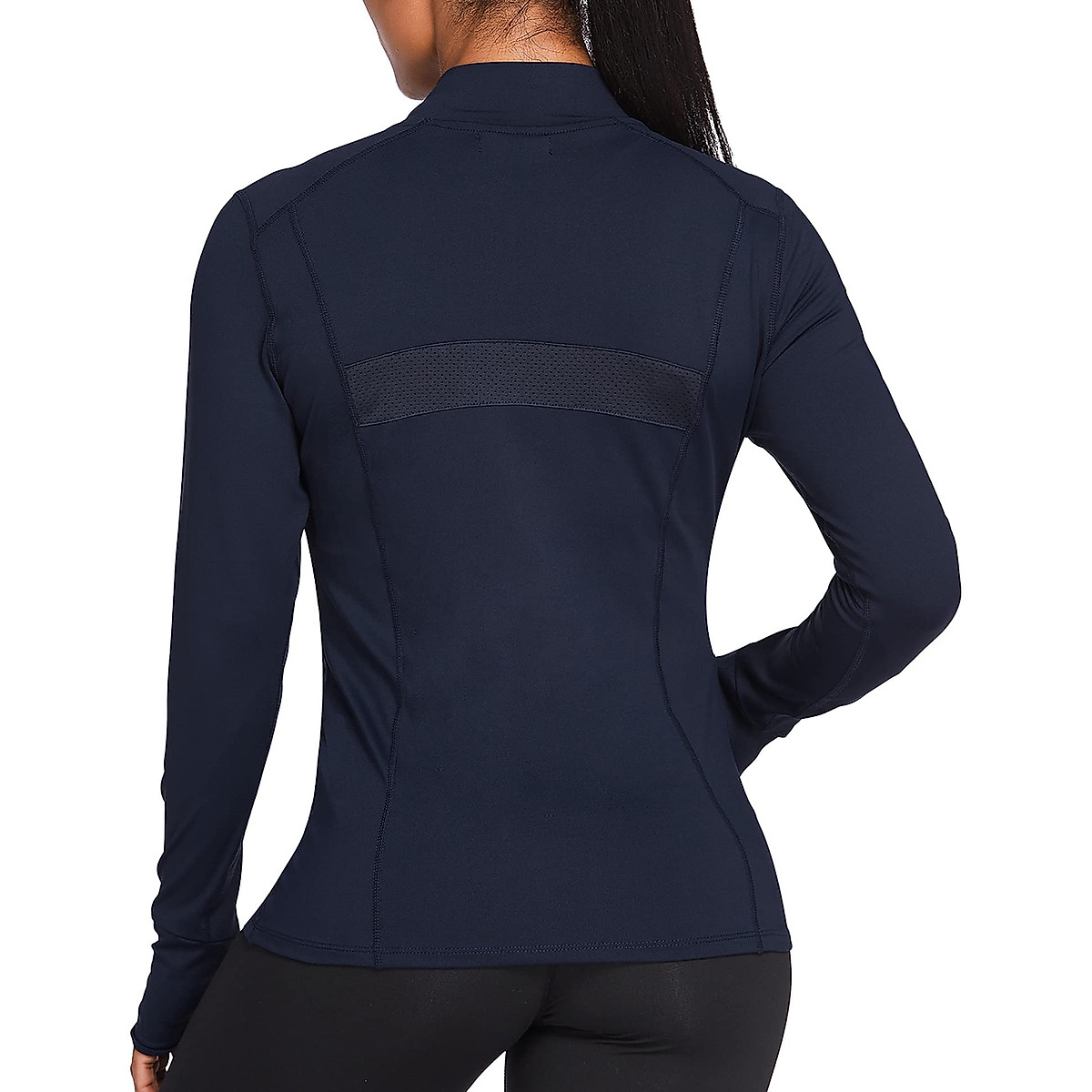 PINSPARK Women's Track Jacket Athletic Workout Running Jacket Full Zip Up Sportswear Lightweight Tops Navy Blue M