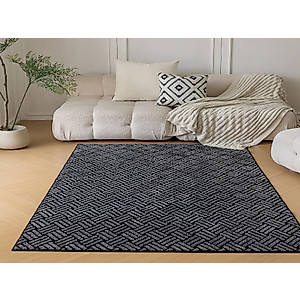 KORBLISS Ultra-Soft Microfiber Non-Slip 6x9 Area Rug, Luxurious Machine Washable Carpet for Bedrooms, Living Rooms, and Kids' Rooms, Jacquard Black