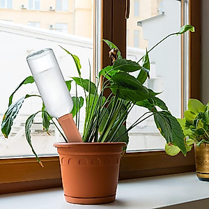 Tcamp 10 Pack Plant Watering Devices, Terracotta Plant Watering Spikes Wine Bottle Automatic Plant Waterer for Vacations, Self-Watering Stakes for Indoor Outdoor Plants