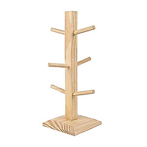 STORE INDYA Wooden tea coffee mug display stand 6 Hook