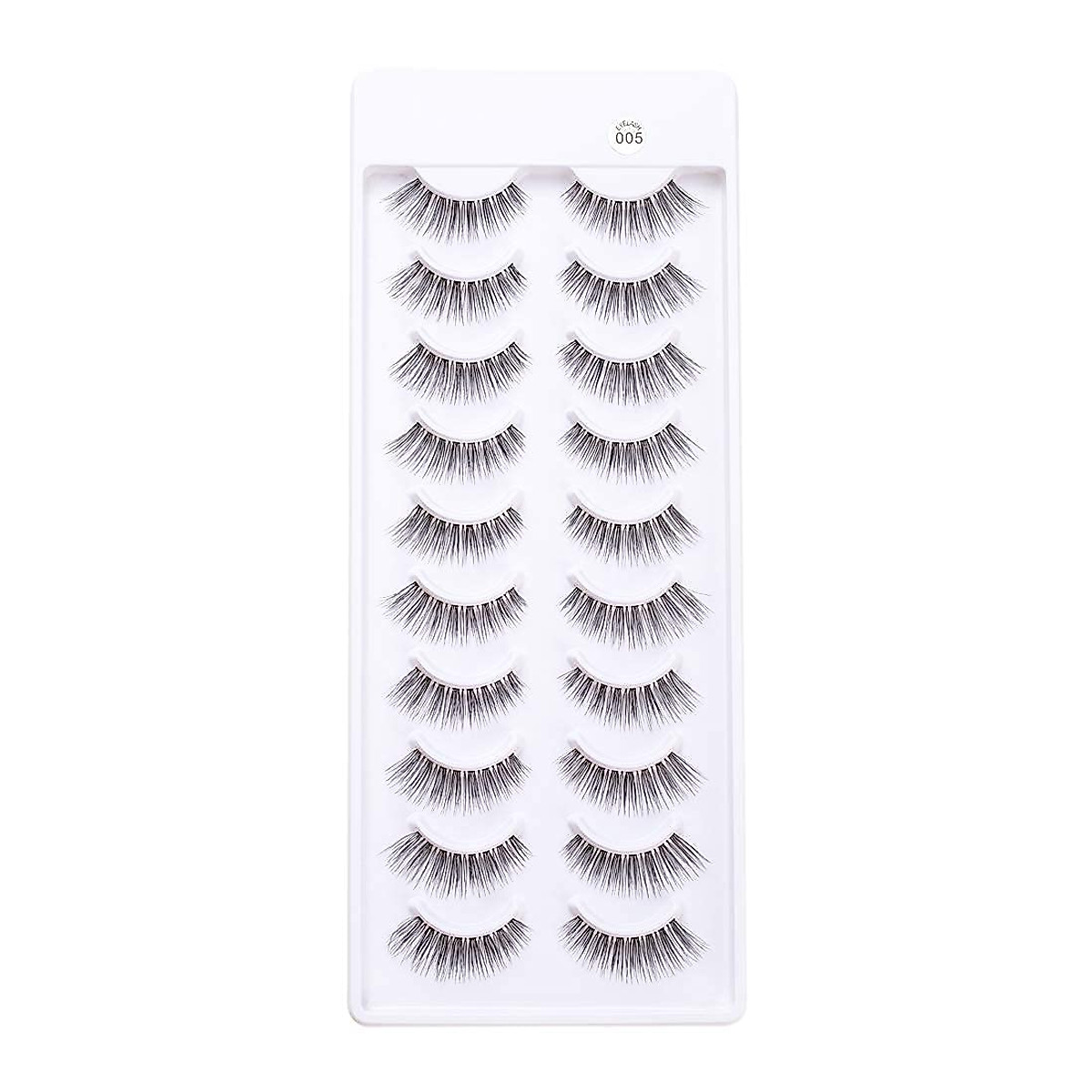 10 Pairs Natural False Lashes and White Glue