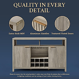 Oxford Wine Bar Cabinets with Storage - 51" Sideboard Buffet Cabinet for Home, 32.8" Tall Liquor Bar Cabinet for Kitchen (Grey Oak)