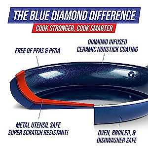 Blue Diamond Cookware Diamond Infused Ceramic Nonstick 8" Frying Pan Skillet, PFAS-Free, Dishwasher Safe, Oven Safe, Blue