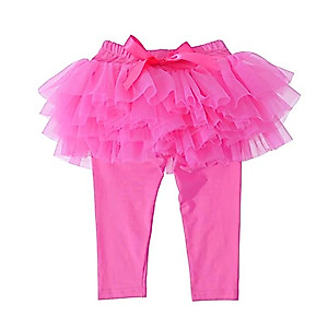 elamccor Baby Girls Tutu Leggings Infant Toddler Ankle Length Skirted Pants Footless Tights 0 Months-5T Hot Pink