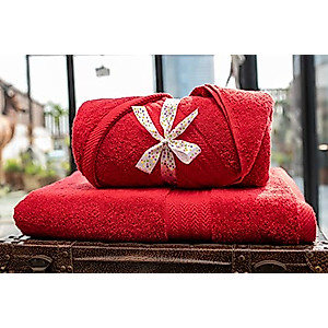 AKTI Premium Cotton Bath Sheets Towels for Adults, 35x70 Inches, Pack of 2, Super Soft, Extra Absorbent, Hotel & Spa Quality Bath Towels Extra Large, 580 GSM - Red Towels for Bathroom