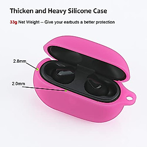 Glow Pink Case Cover Replacement for Apple Beats Studio Buds 2021 New Wireless Earbuds, Silicone Skin Protective Protector Sleeve for Women, Girl Glow in Dark with Hook Lanyard Accessories - LEFXMOPHY