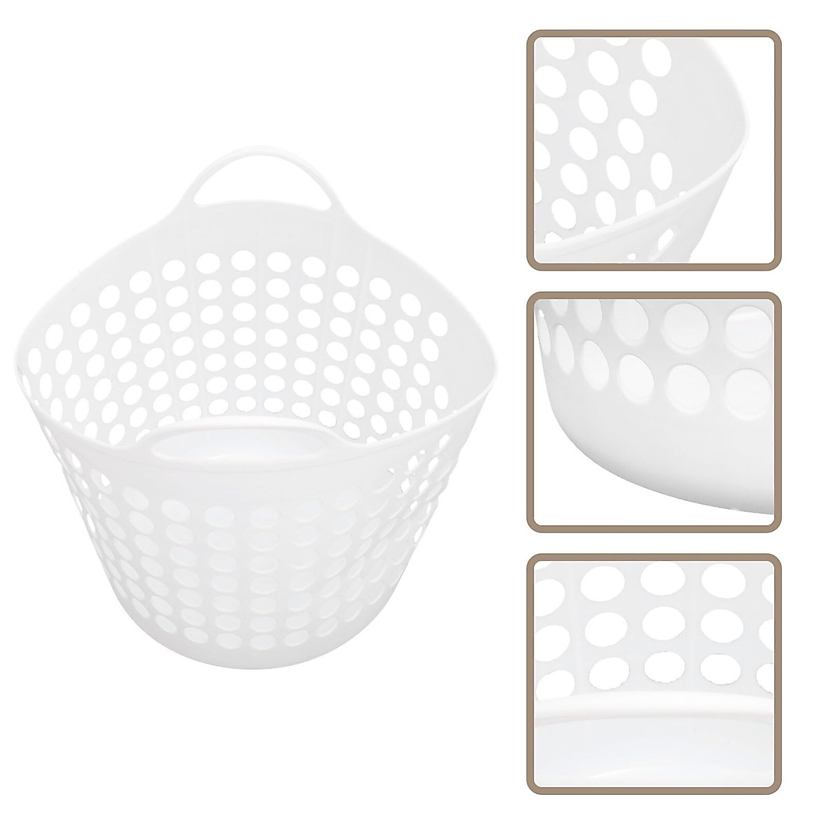 Cabilock Laundry Basket Plastic Laundry Hamper 30L Portable Round Bin with Carry Handles Laundry Bin Organizer Dirty Clothes Hamper for Bedroom Bathroom Towel Hamper for Wet Towels