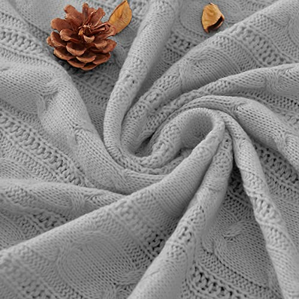 Knit Throw Blanket for Couch 50 x 60 inches Woven Decorative Blankets Cozy Lightweight Throw for Sofa Bed Living Room All Seasons Suitable for Women Men and Kids Grey