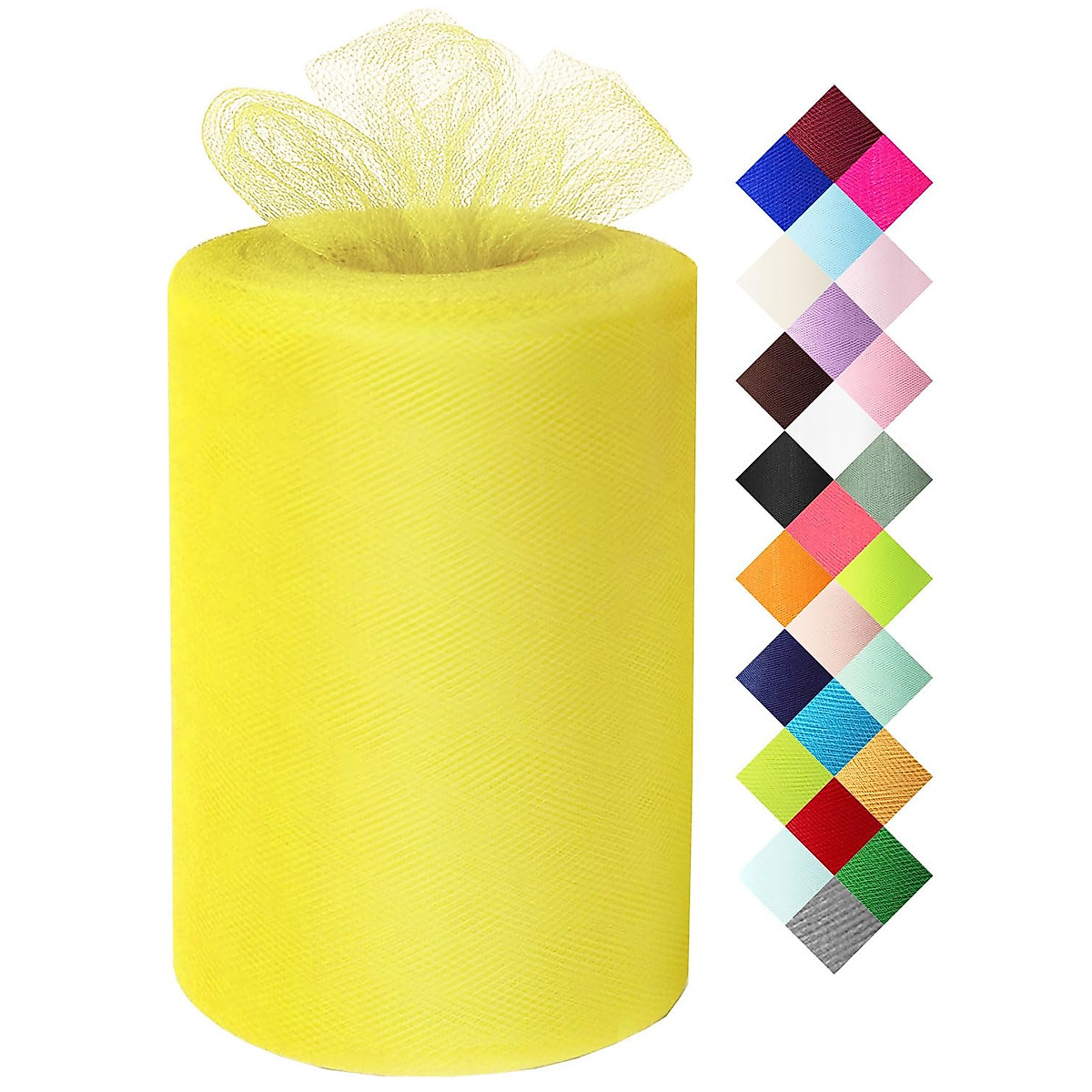 Yellow Tulle Fabric Roll 6 Inch X 300 FT (100 Yards) Matte Tulle Ribbon Netting Mesh Spool for DIY Tutu Skirt Wedding Bow Gift Wrapping Baby Shower Christmas Party Halloween Decorations