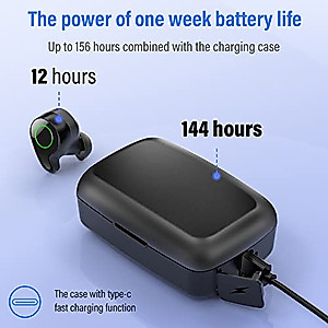 Esiposs Wireless Earbuds, Bluetooth 5.0 Ear Buds 156hr Playtime, in-Ear Headphones with Mic Stereo IPX7 Waterproof Fast Charging Earphones with USB-C LCD Charging Case for iPhone Android