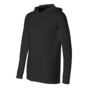 Bella + Canvas Unisex Jersey Long-Sleeve Hoodie, Small, BLACK