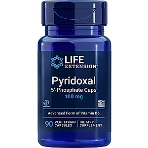Life Extension Pyridoxal 5-Phosphate Caps 100 mg P5P, 90 Veg Capsules - Advanced Vitamin B6 Supplement