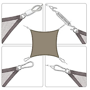 NQN 48 PCS T304 6 Inch Hardware Kit for Square & Rectangle Sun Shade Sail Canopy Awning Installation Installation Complete Set, 48 Ft (12'x4) Extension Cable Wire Rope, 304 Stainless Steel, Anti Rust