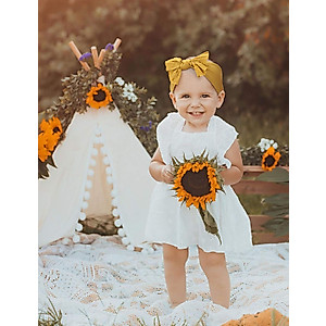 Makone Baby Girl Nylon Headbands, 18 PCS Baby Cotton Hair Accessories Hairbands Hair Bow Elastics for Newborn Infant Toddlers Kids Christmas Gifts