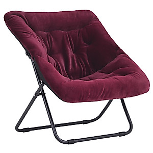 Tiita Comfy Saucer Chair, Soft Faux Fur Oversized Folding Accent Chair, Lounge Lazy Chair for Kids Teens Adults, Metal Frame Moon Chair for Bedroom, Living Room, Dorm Rooms