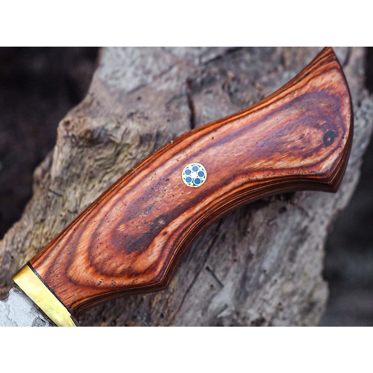 Custom Handmade Hunting Knife Skinner Fixed Blade Knife Damascus Steel 10'' Overall Rose Wood With Sheath