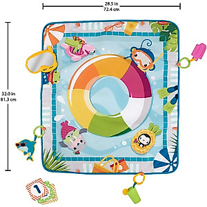 Fisher-Price Dive Right in Activity Mat, Pool-Themed playmat with 4 Toys for Newborn Baby