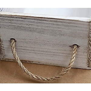 Farmhouse Toilet Paper Basket, Rustic Wooden Bathroom Decor Box, Bathroom Organizer Over Toilet, Funny Toilet Paper Storage with Rope Handle, Distressed White