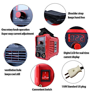 Mini Welding Machine,110V 250A ARC Stick Welder IGBT Hot Start Inverter Welder with 3.6lbs Ultra Light Weight,Full Set of Welding Equipment & Extra 5 Welding Rods