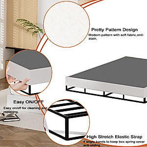 RmagineX King Box Spring 5 Inch Profile King Size Box Spring Only Heavy Duty Box Spring King Size with Fabric Cover Metal Mattress Foundation for King Bed Frame Easy Assemble (5 Inch, King)