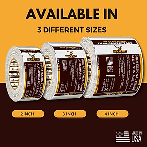 Buck Professional Grade Aluminum Foil Tape - 2 Inch x 216ft (72 yd) 3.6 Mil - Ideal for HVAC, Metal Repair & Insulation - Heat Resistant & Waterproof - Perfect for Sealing Ductwork & Vents