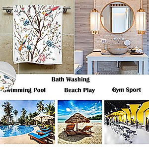 Spring Flowering Tree With Birds Flowers Hand Towels 16x30 in Spring Summer Bathroom Towel Ultra Soft Highly Absorbent Grungy Floral Small Bath Towel Kitchen Dish Guest Towel Home Bathroom Decorations