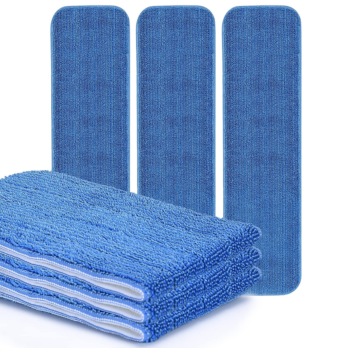 MATTHEW 18'' Microfiber Spray Mop Replacement Pads Heads for Wet Dry Reusable Mops Floor Home Commercial Cleaning Refills, Machine Washable Fits Compatible with Bona Mop&Most Spray Mops Blue (3 Pack)