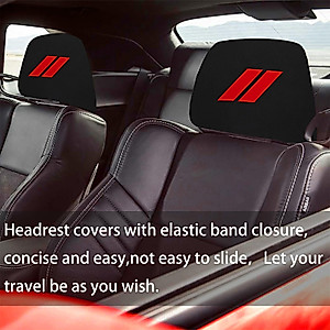 YOSRTER Headrest Covers for Dodge Charger Challenger Durango Accessories Soft Black Fabric Head Rest Cover Universal Fit to All Car/Truck Models 2 Pack（Red Trim）