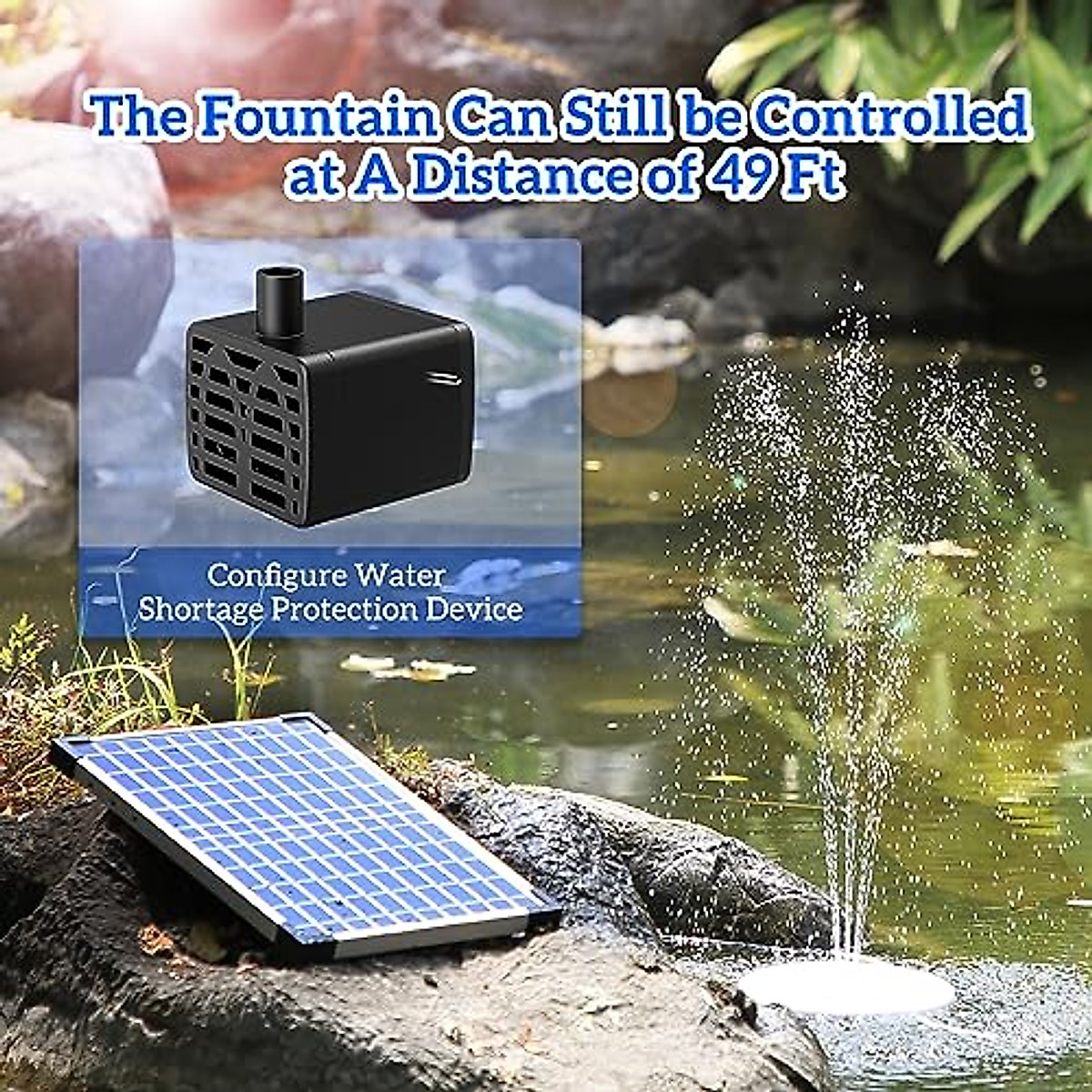 12W Solar Fountain with LED Colorful Lights & 5000mhA Battery, 2023 Upgraded Solar Bird Bath Fountain with Fixed Bracket, Remote Control Solar Water Fountain Pump for Bird Bath, Pools and Outdoor