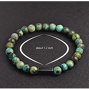 YJJelt Healing Crystal for Women Men 6mm Natural African Turquoise Stone Beads Stretch Bracelets Beaded Bracelets Bracelet for Women Men Jewelry Gifts