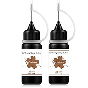 Temporary Body Art Painting Kit Temporary Tattoo Paste Natural Color Temp Tattoos Semi Permanent Freehand Gel(Plant Based) DIY Fake Freckles 60Pcs Small Tattoo Stencils Full Kit 2 Bottles(Brown)