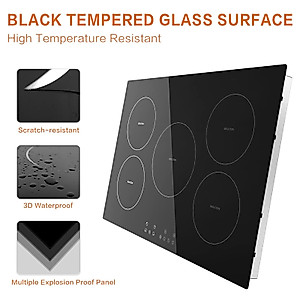 Davivy 30 Inch Induction Cooktop,5 Burners Built-in Induction Cooktop,Induction Stove Top - 9 Heating Level,Child Safety Lock,Sensor Touch Control,Timer, 220~240V, 9300W